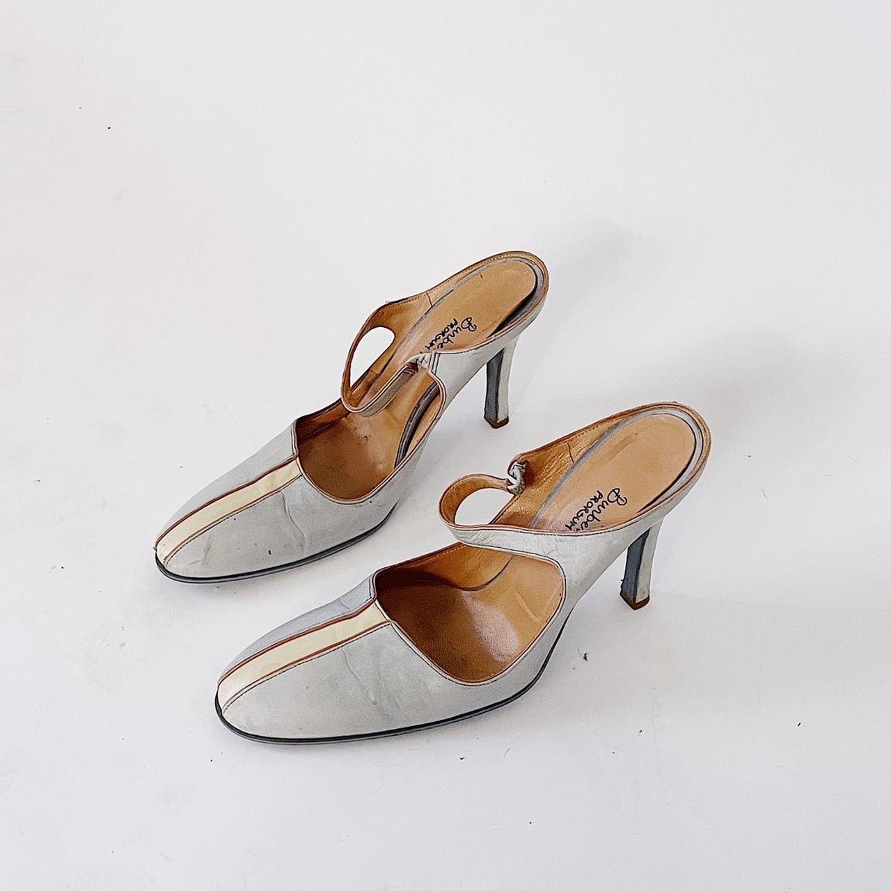 Burberry Prorsum light blue mule style heels with... - Depop