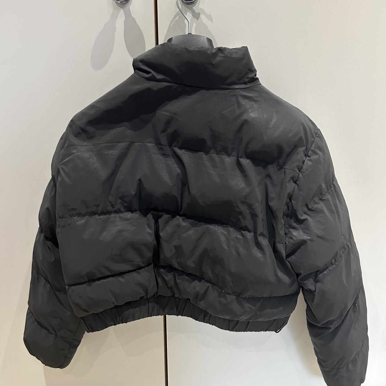 Dark grey puffa coat - slightly cropped. Worn but... - Depop