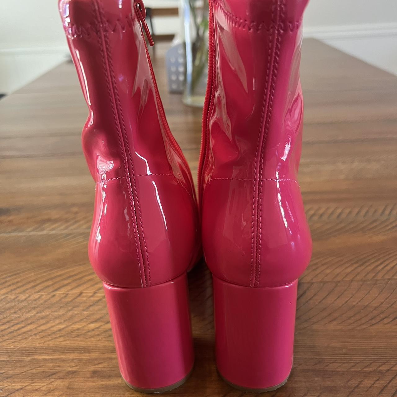 Pink boots w/heels size 8.5 w/zipper - Depop