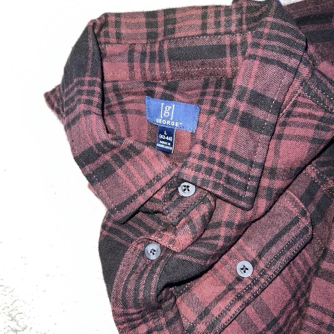 George mens long sleeve flannel shirt - red button... - Depop