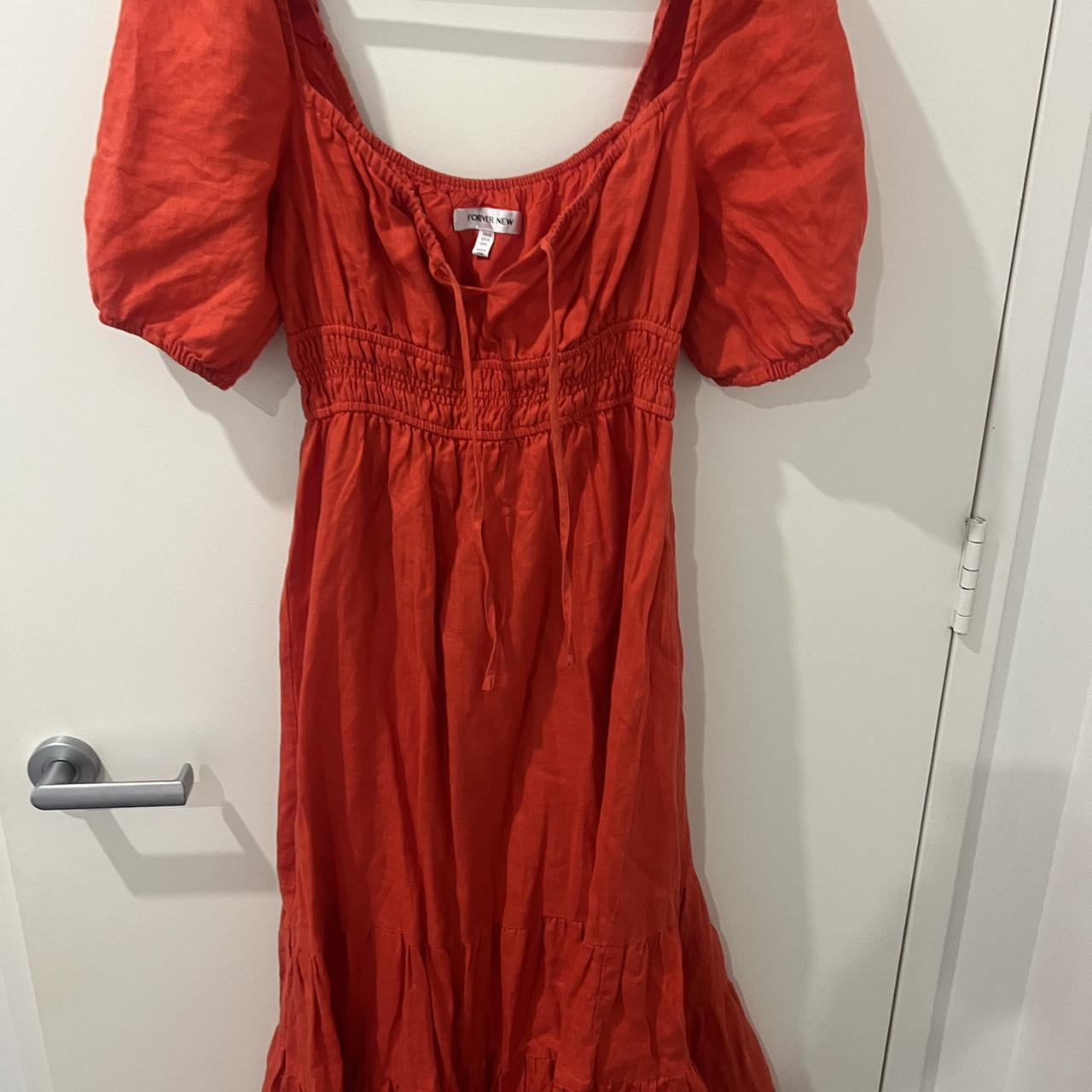 Forever New red linen dress great condition. - Depop