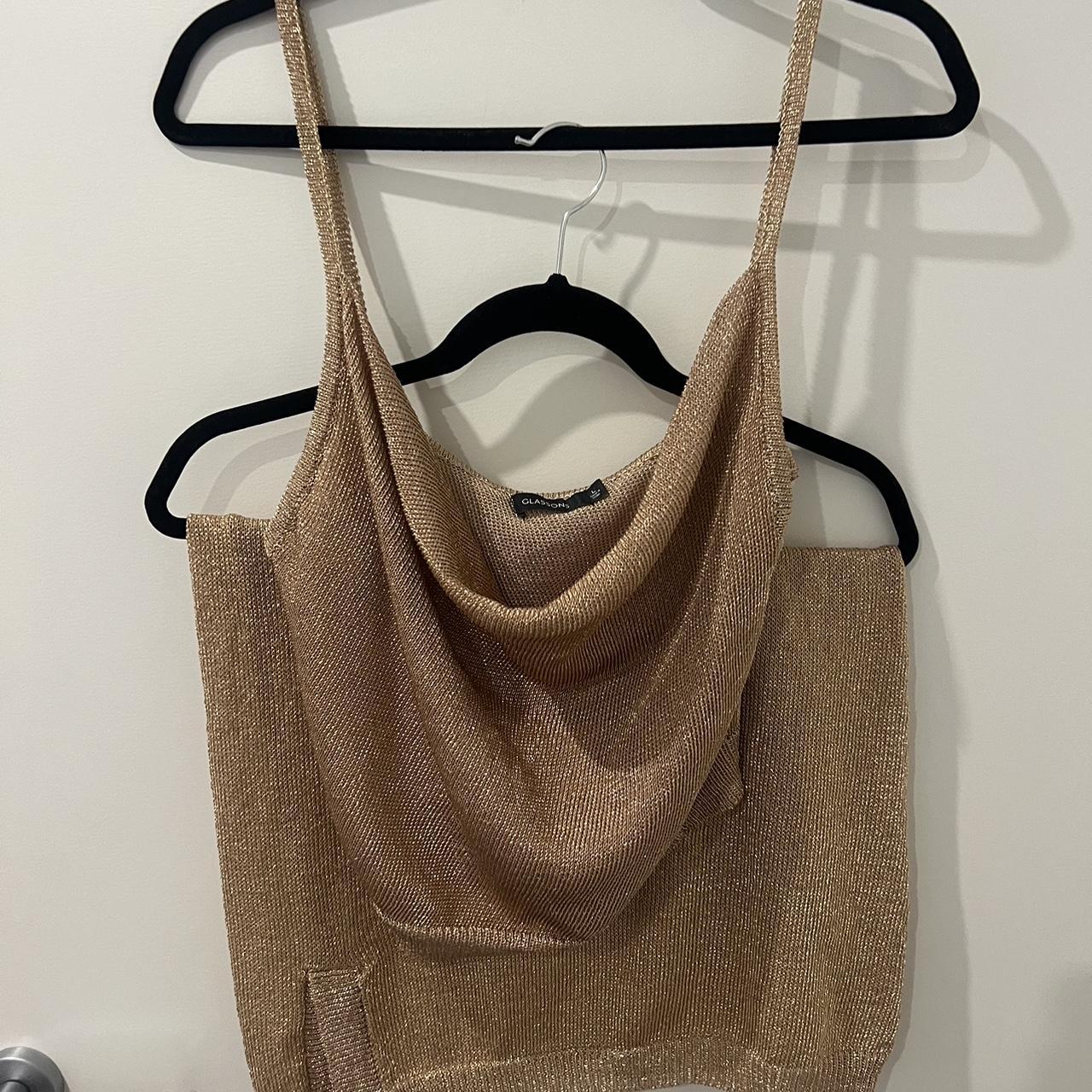 Glassons gold sparkle top and skirt size L never worn - Depop
