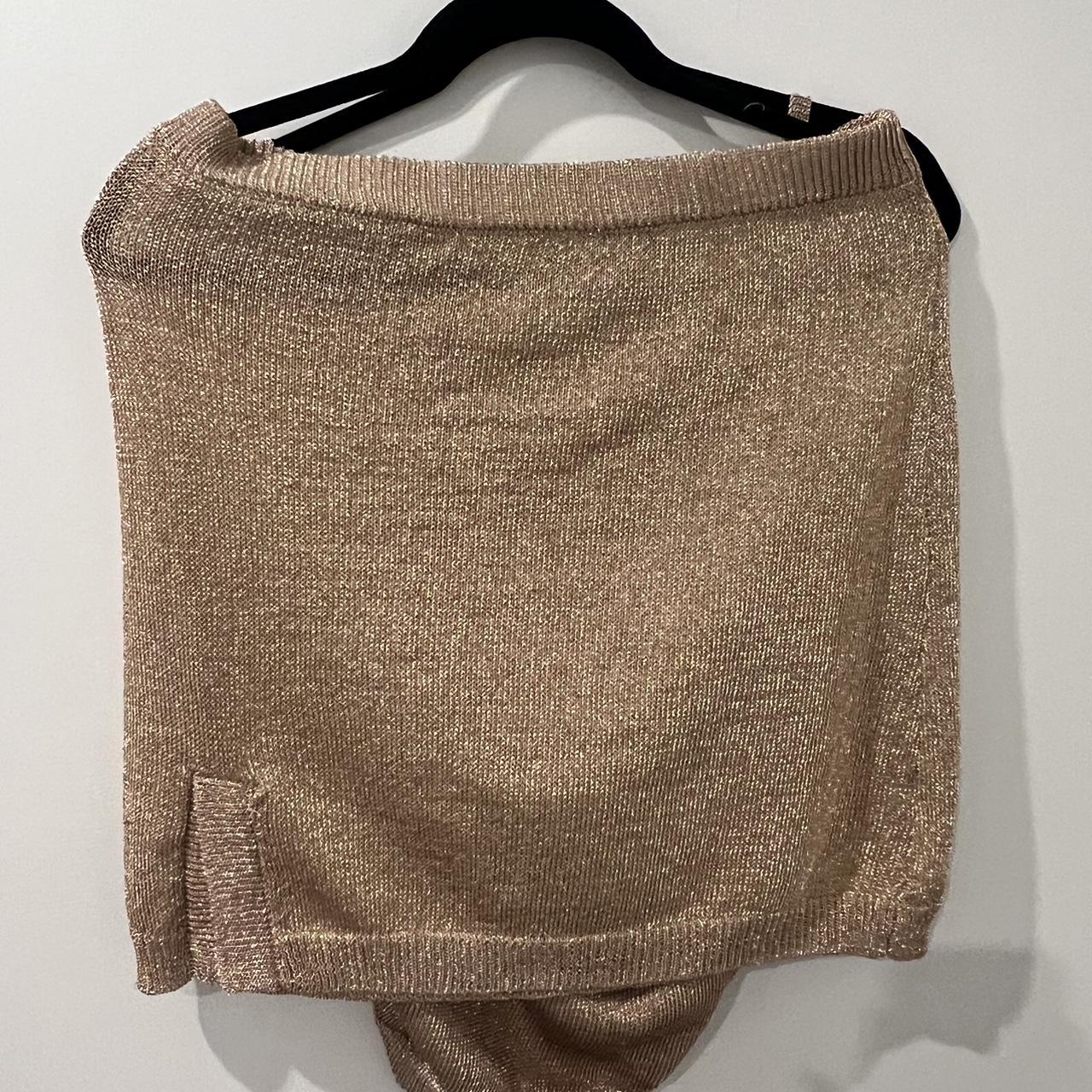 Glassons gold sparkle top and skirt size L never worn - Depop
