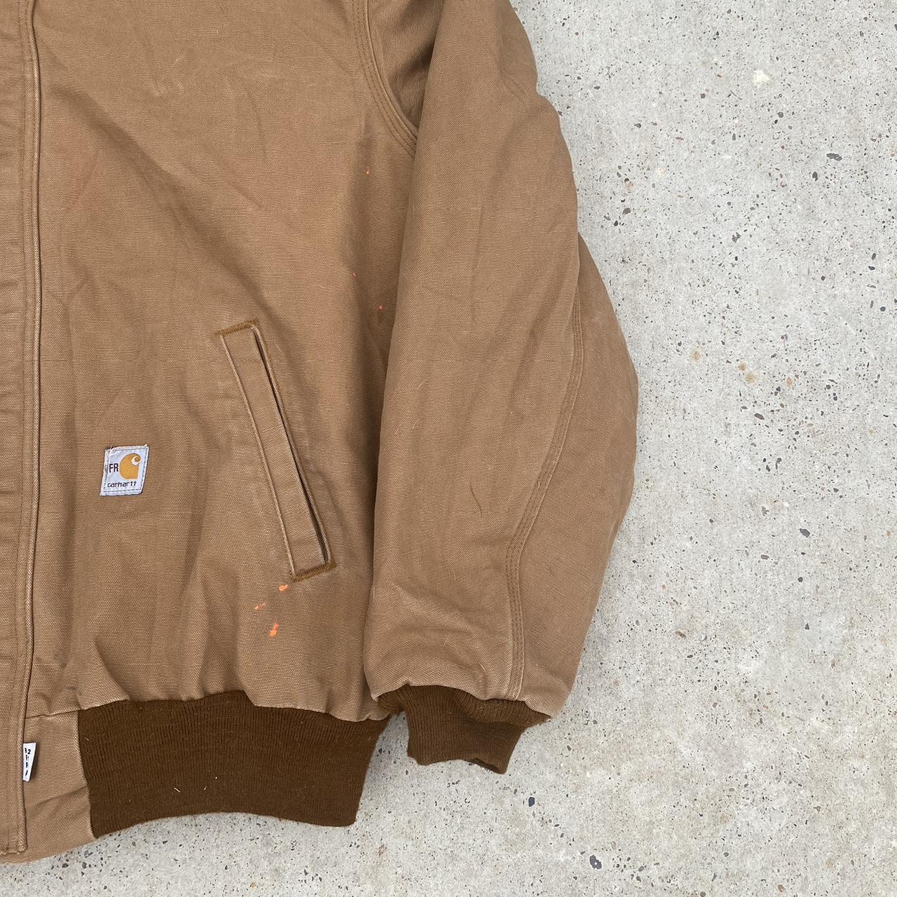 Tan Hooded Carhartt FR Work Jacket, Flame Resistant... - Depop