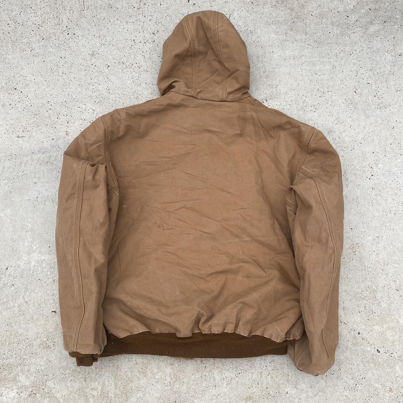 Tan Hooded Carhartt FR Work Jacket, Flame Resistant... - Depop