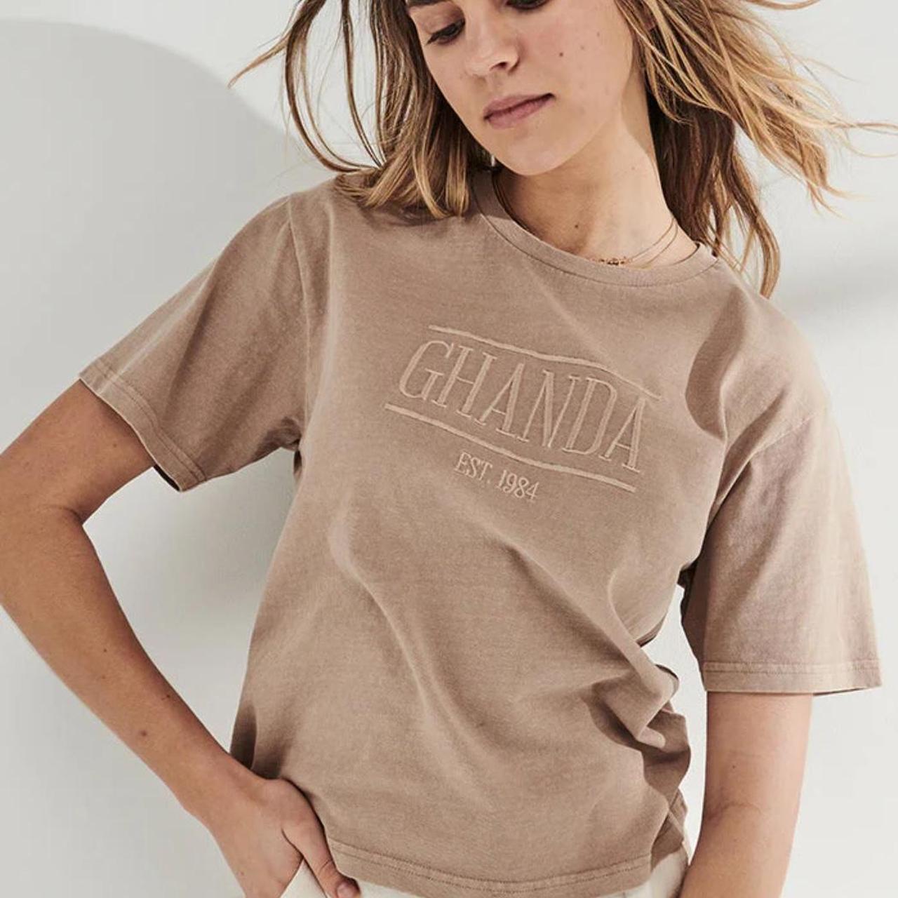 Ghanda brown/tan cropped tshirt Small marks on the... - Depop