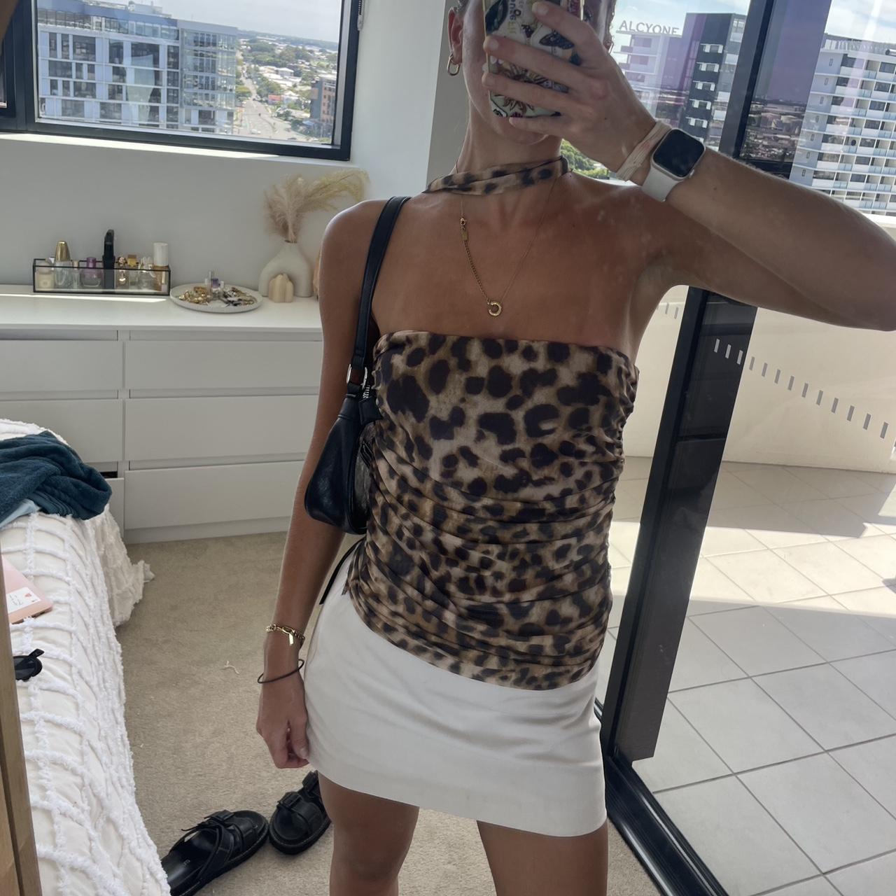 Viral Zara leopard print top but homemade, strapless... | Depop