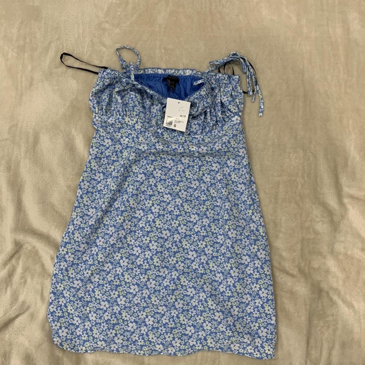 Forever 21 Blue Floral Mini Dress Size S - Depop