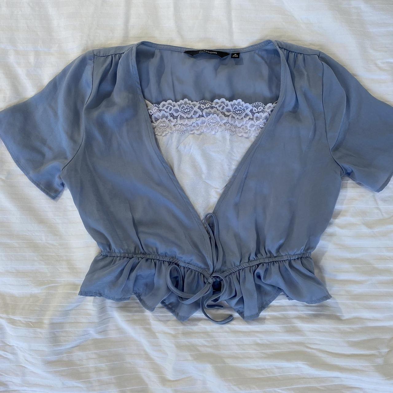 Blue glassons top Looks super cute with top... - Depop
