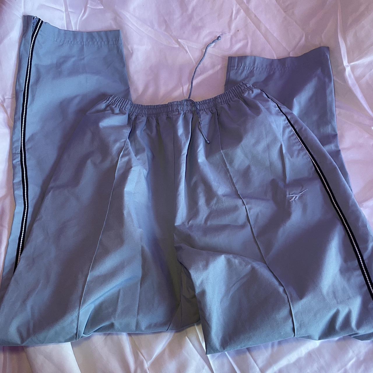 reebok baby blue track pants - Depop