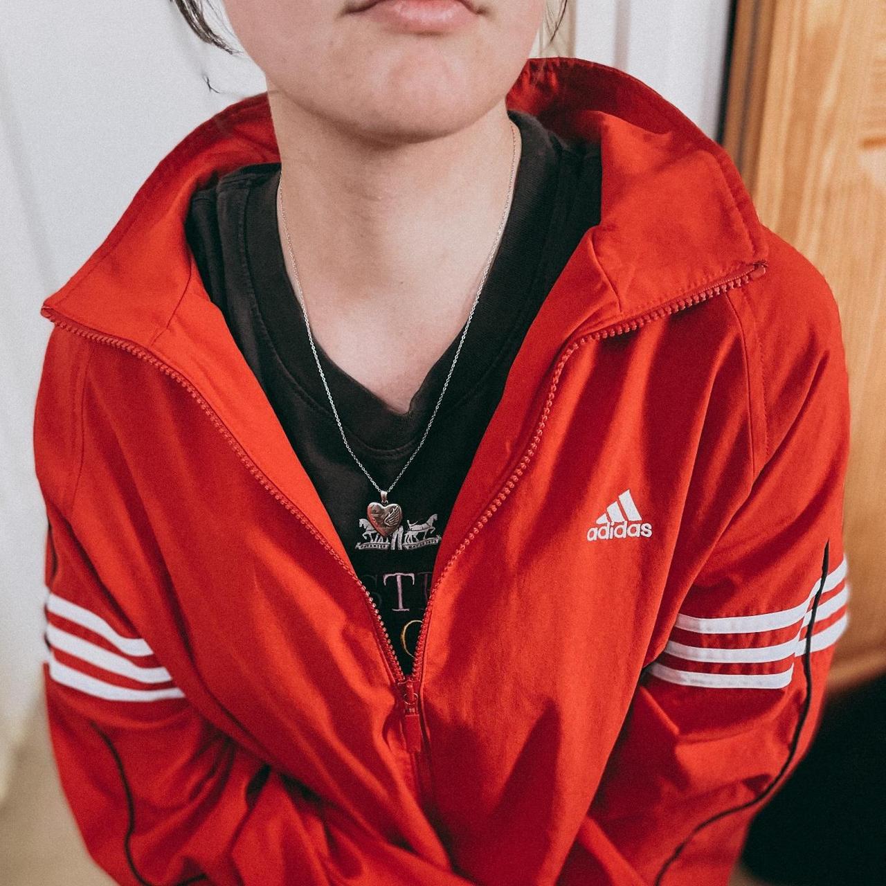 Adidas red jacket UK 44/46. Retro adidas. Great... - Depop