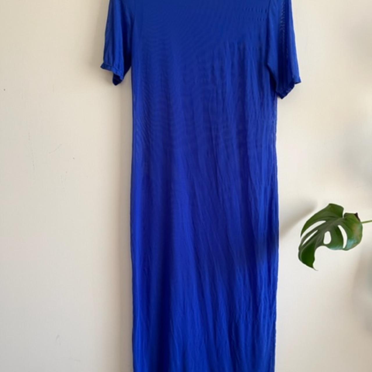 Cobalt blue mesh dress Sheer maxi dress #Alpha60... - Depop