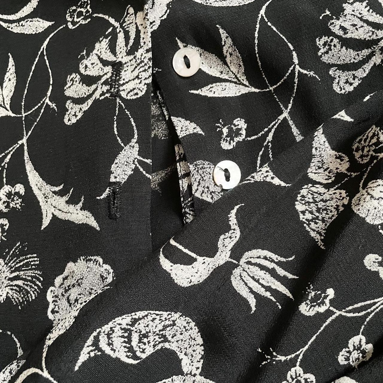 black flower pattern blouse!! super cute n slightly... - Depop