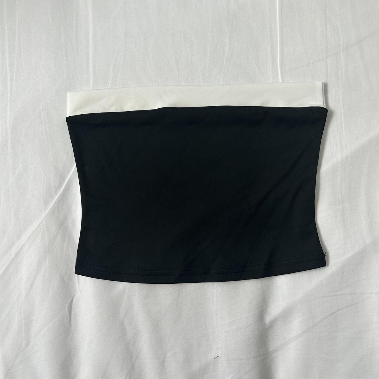 REPOP ☕️ black and white simple tube top summer crop... - Depop
