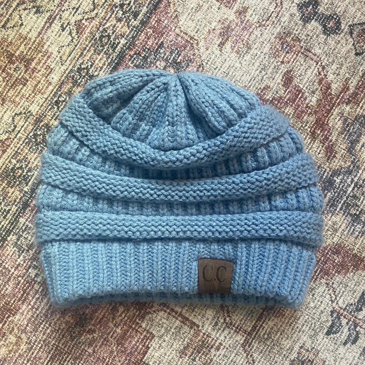blue winter hat so cute i just have never worn it - Depop