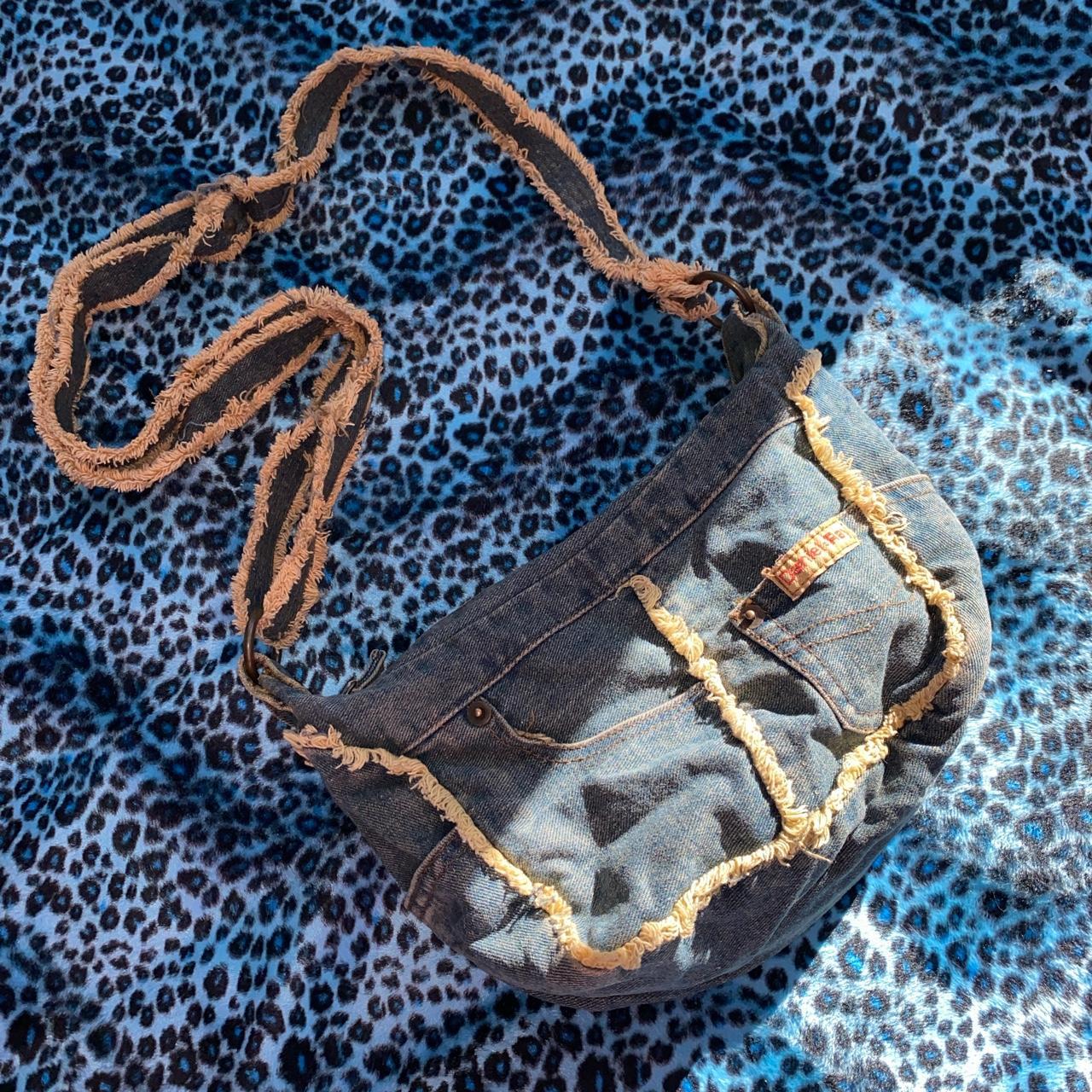 Distressed vintage denim mini purse 11x7... - Depop