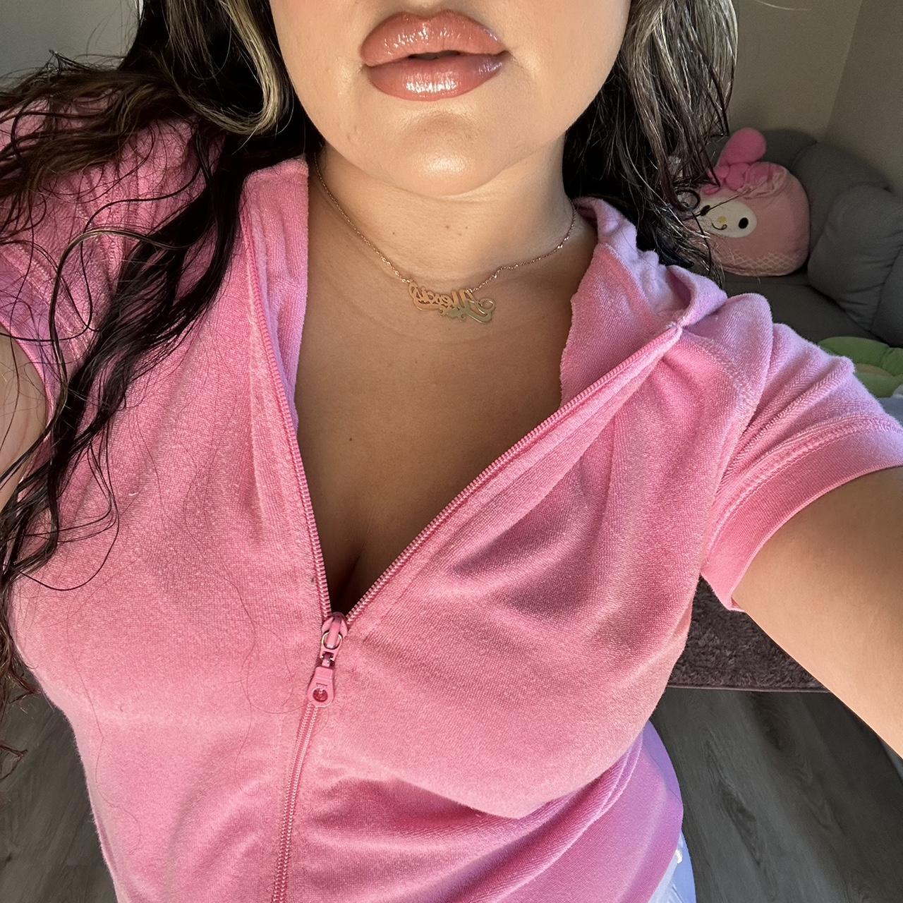 Bubble gum pink Terry cloth zip up!!! One of my... - Depop