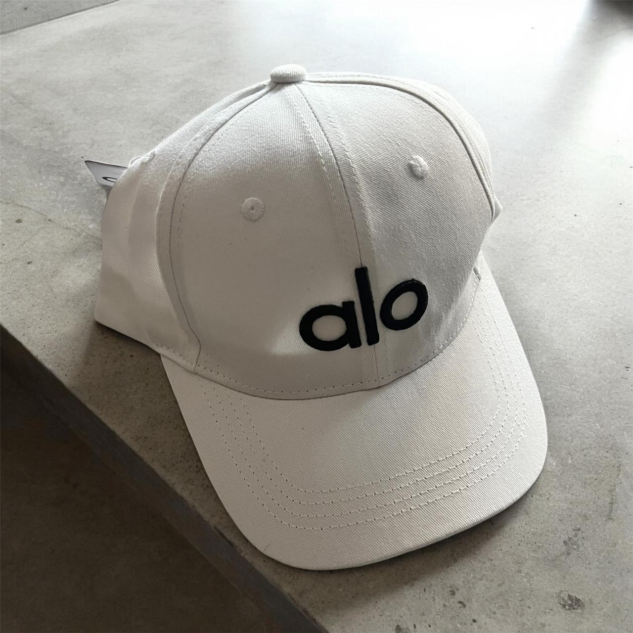 Alo Yoga white adjustable trucker baseball cap - Depop