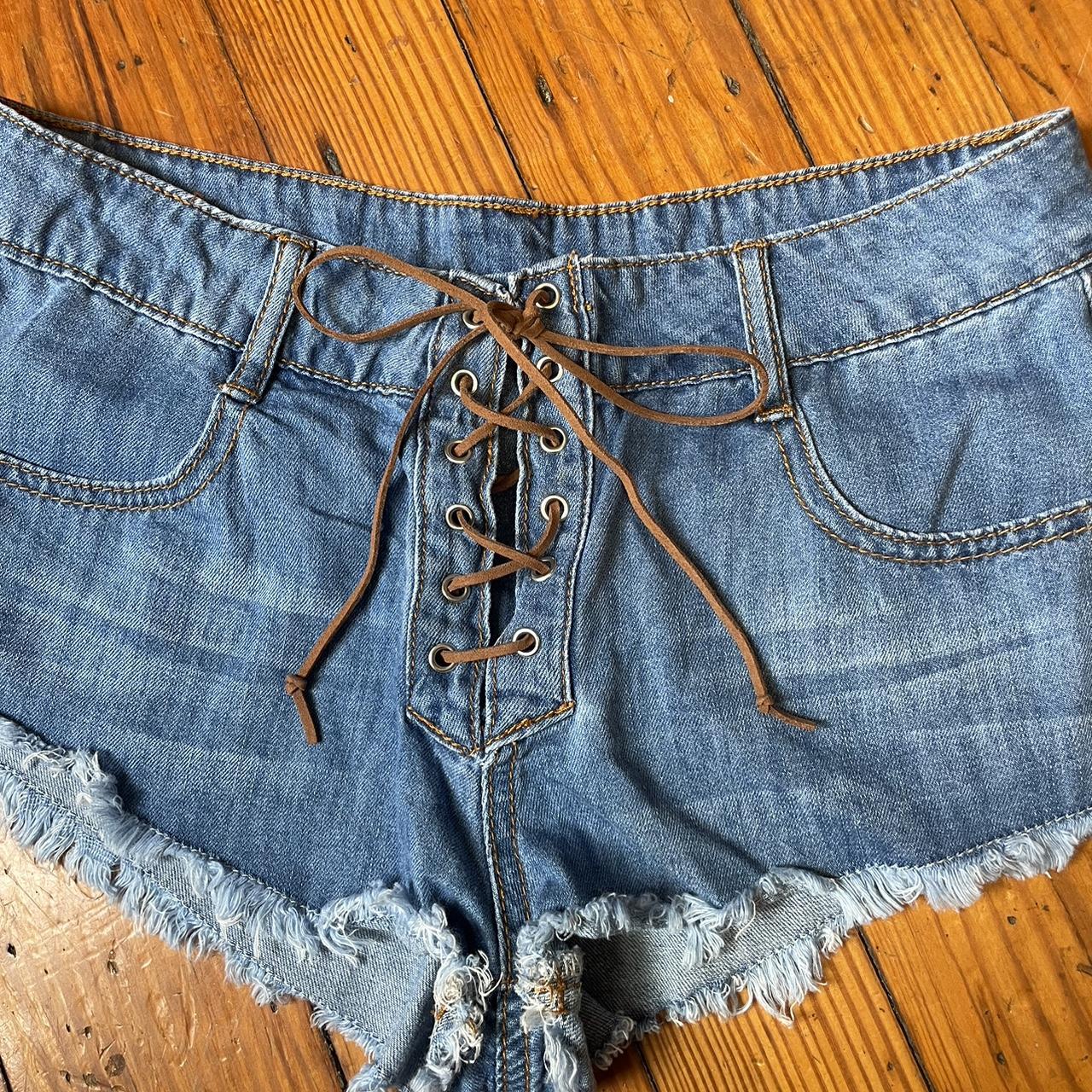 boho low waist mini shorts Super light denim... - Depop