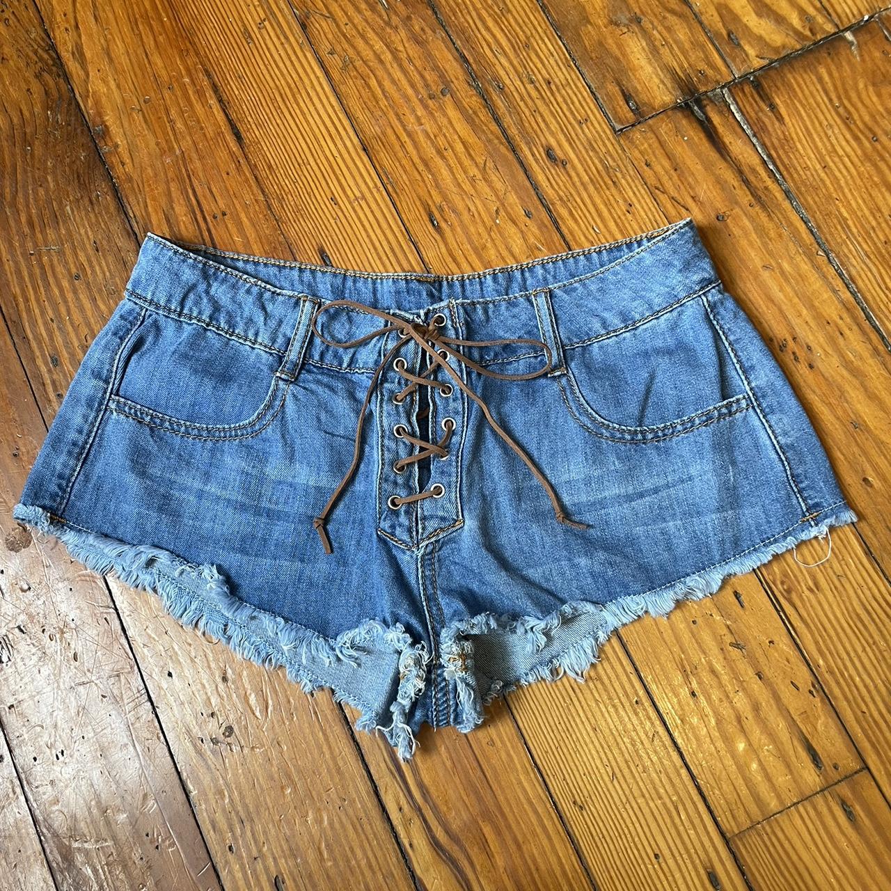 boho low waist mini shorts Super light denim... - Depop