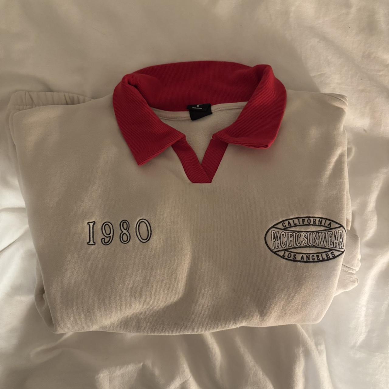 pacsun crewneck size medium tan colored/ red collar | Depop
