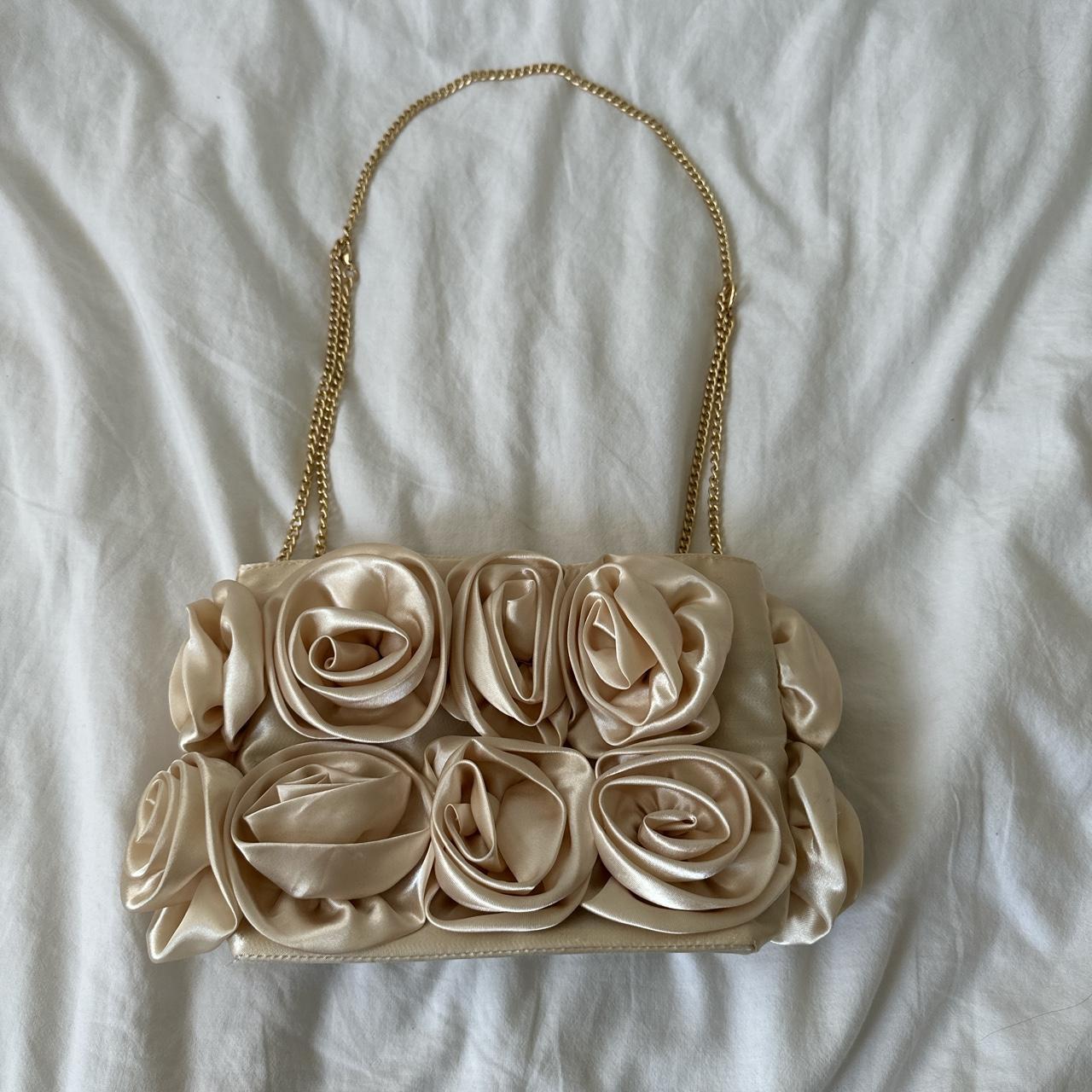 rose / floral ivory purse with adjustable/removable... - Depop
