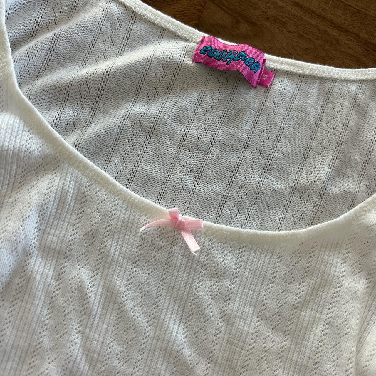 edikted pink bow coquette top fits size small... - Depop