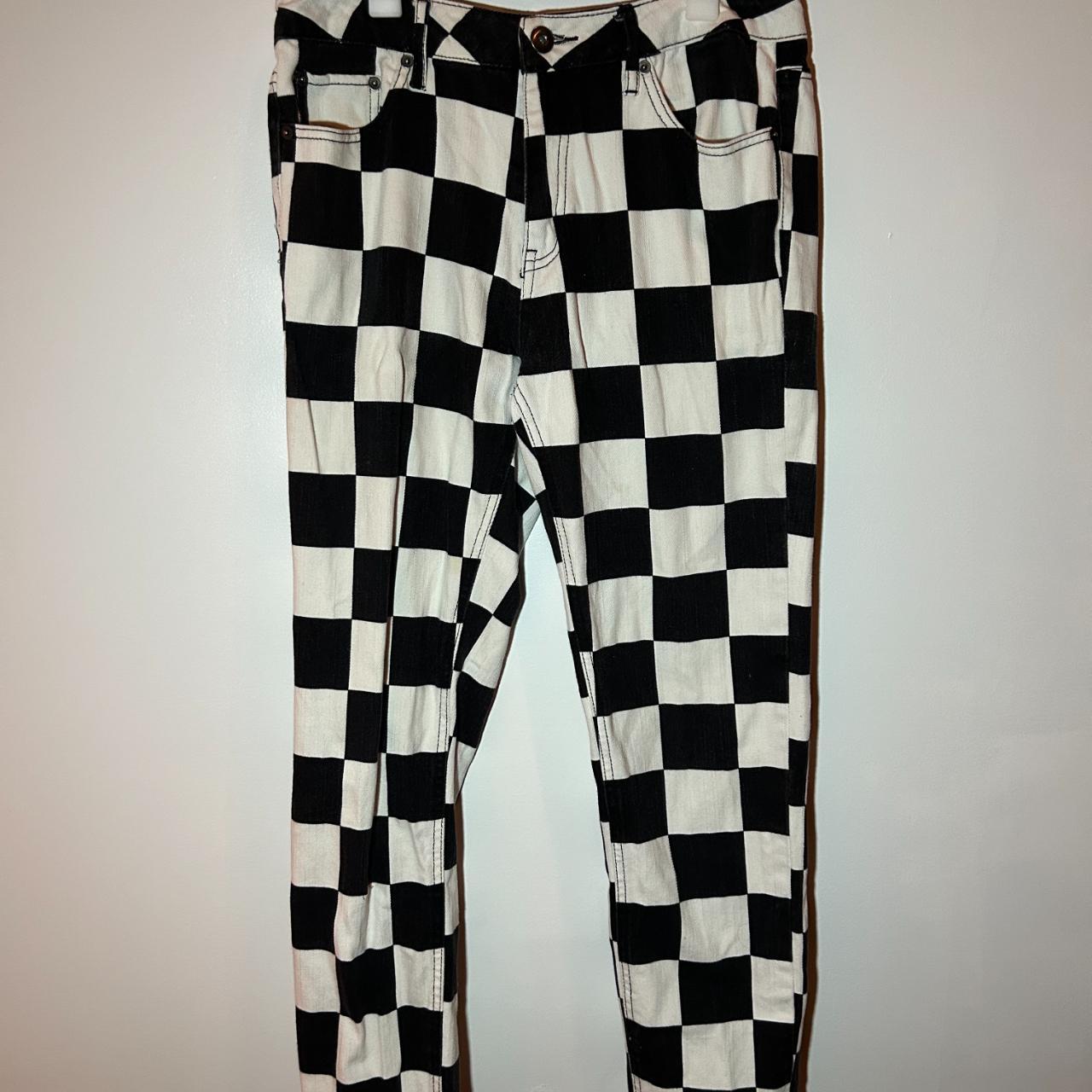Checkered Jeans - Depop