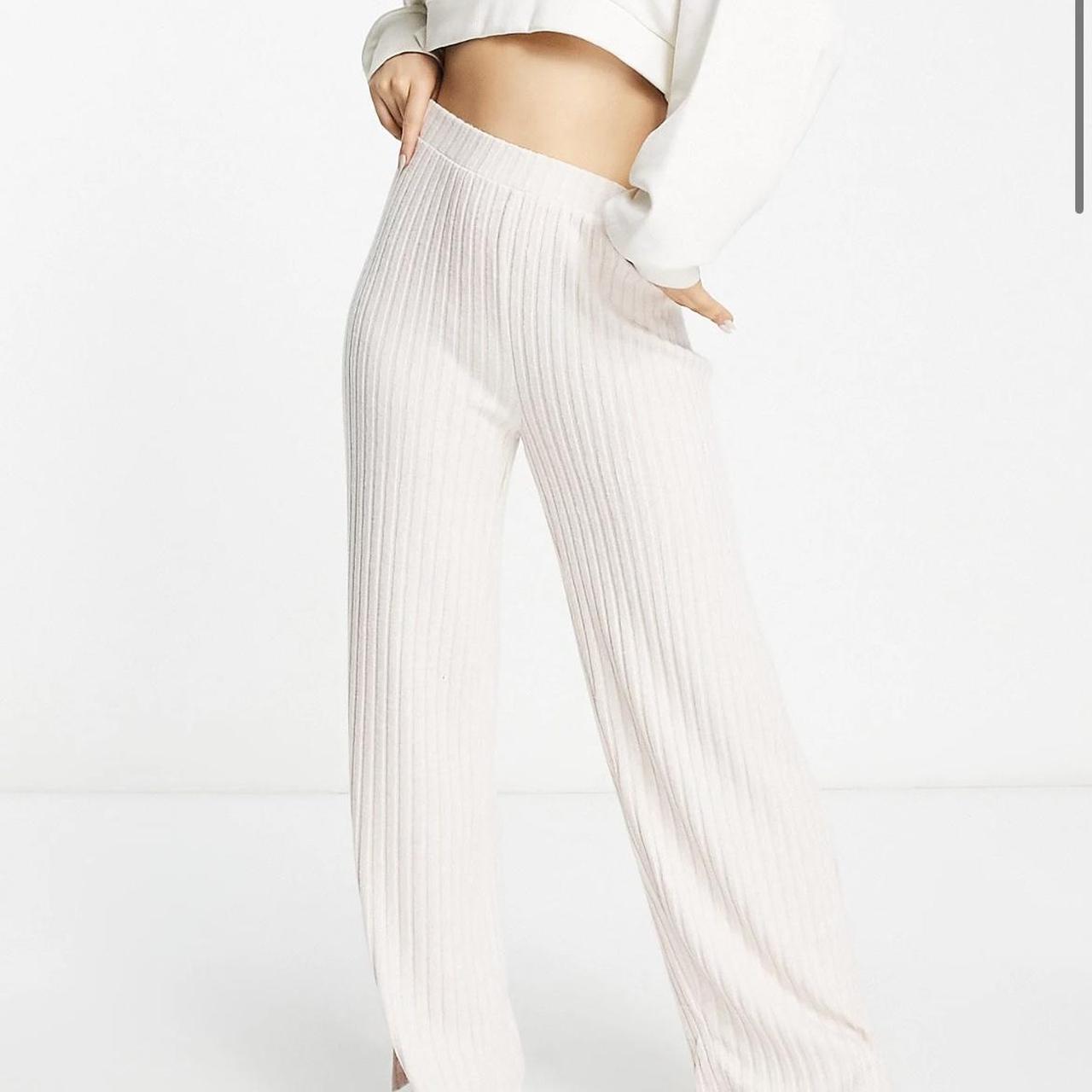 -White ribbed lounge pants -Look very similar to the... - Depop