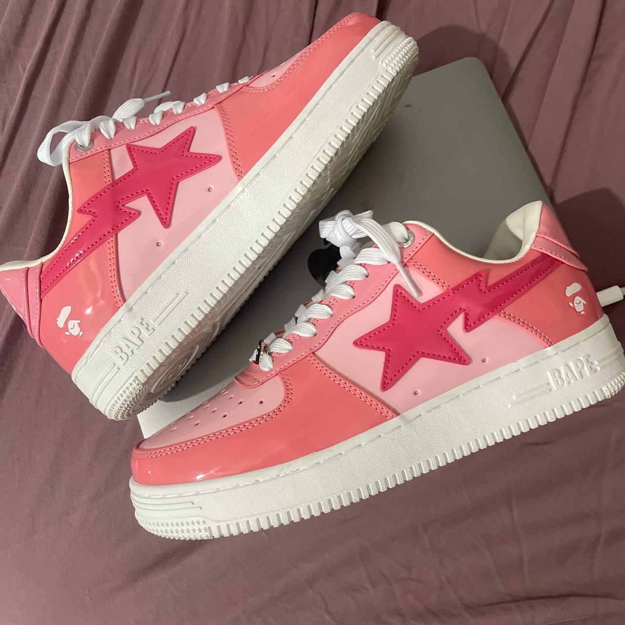 BAPE Men's Pink and White Trainers | Depop
