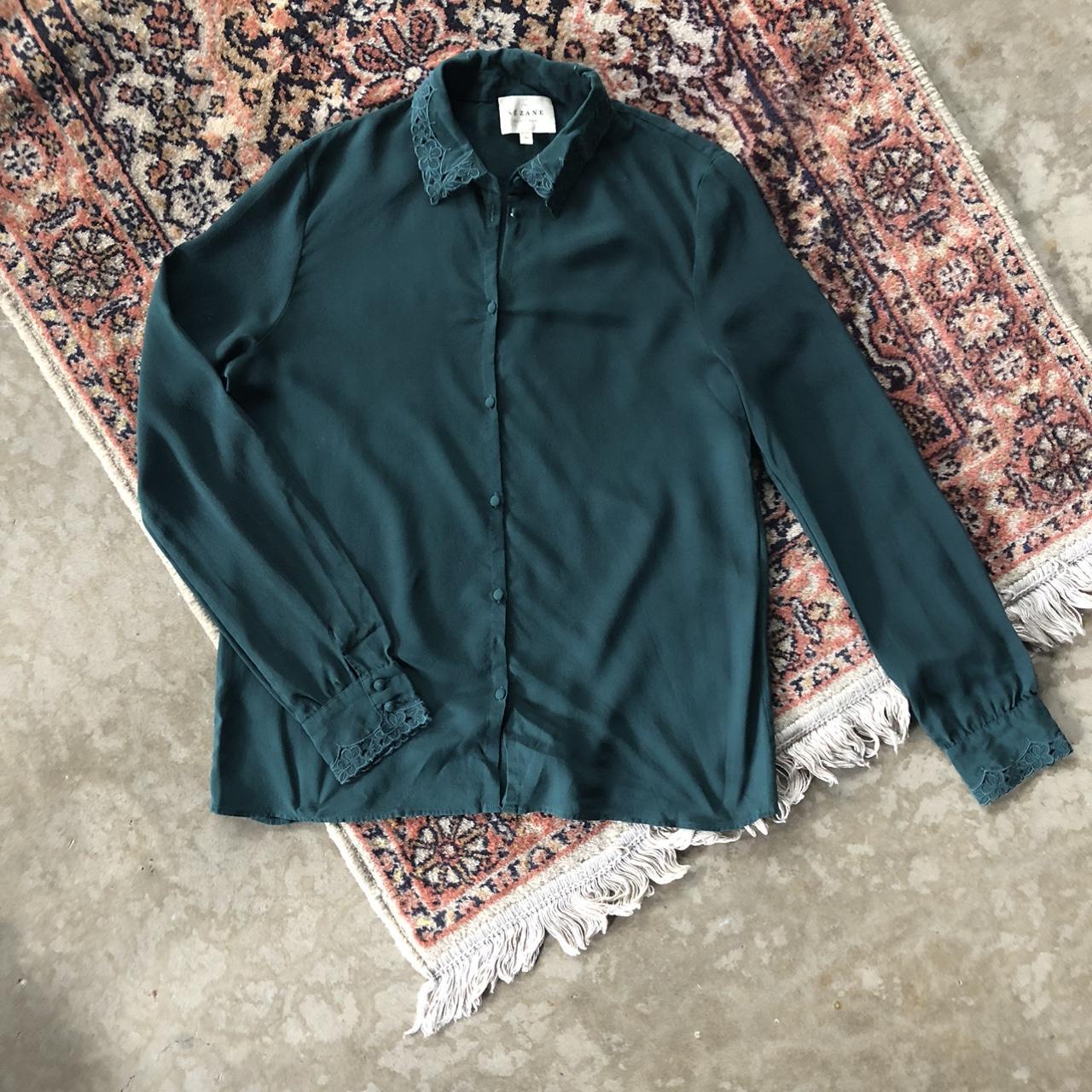Sézane Women's Green Blouse | Depop