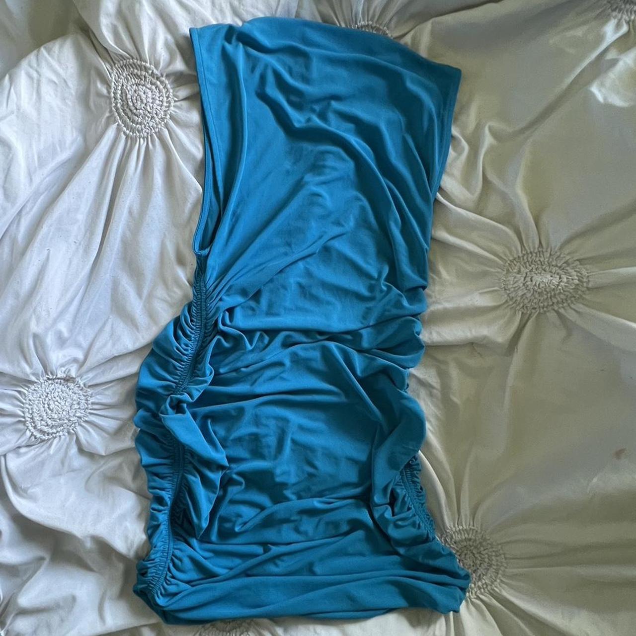 Zara Blue Bodycon Dress - elastic band down... - Depop