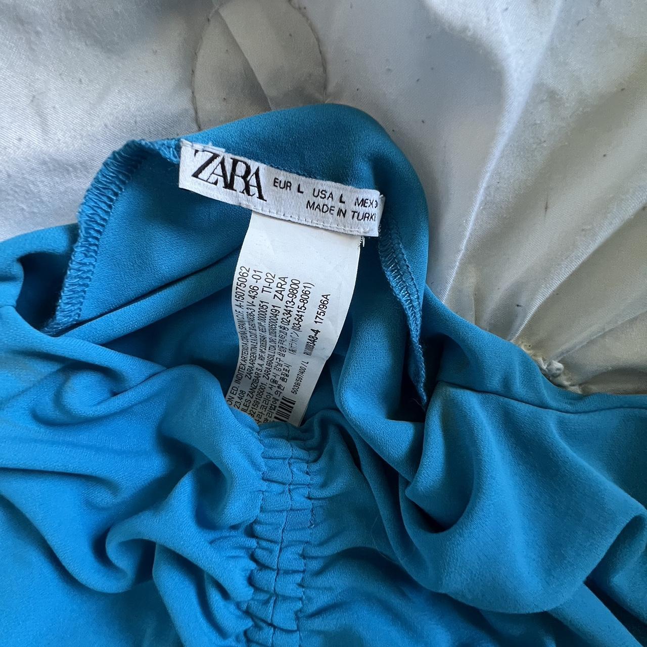 Zara Blue Bodycon Dress - elastic band down... - Depop