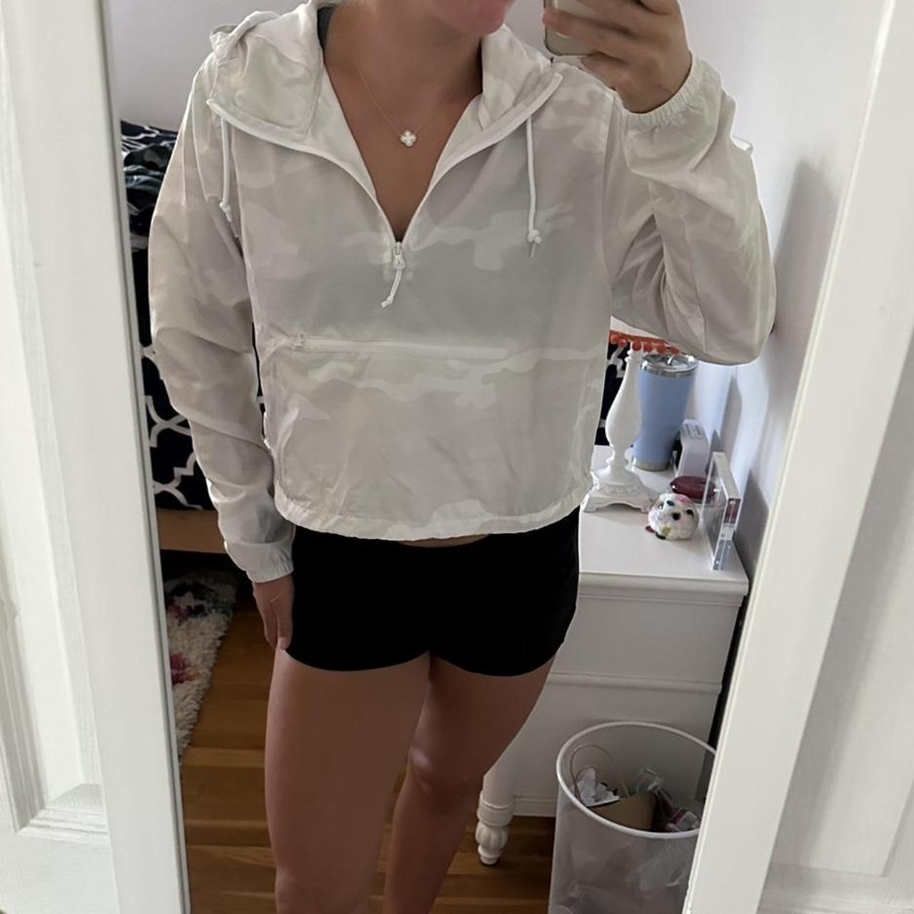 White camo rain jacket/wind jacket! Size small!... - Depop