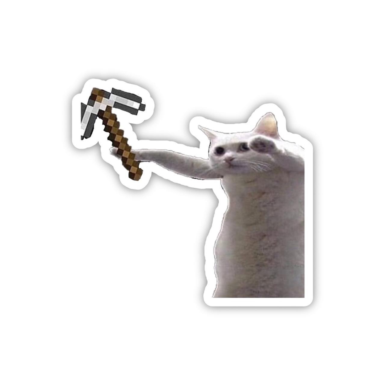 Minecraft Cat Meme Die Cut Sticker Free Depop