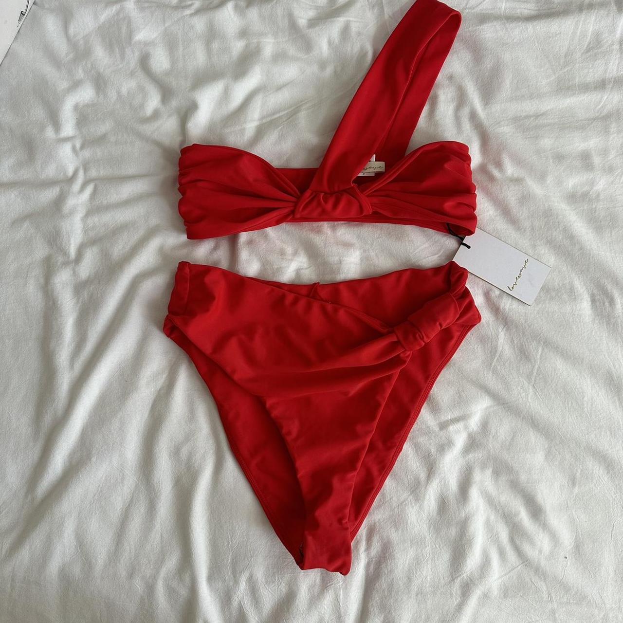 REVOLVE LOVEWAVE RED BIKINI SWIMSUIT SET swim top... - Depop