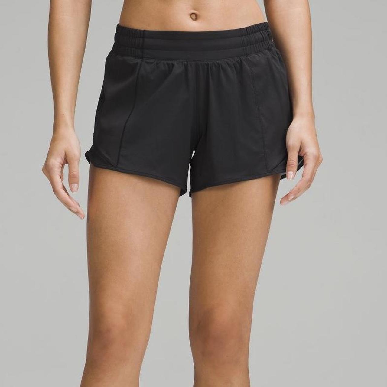 Lululemon hotty hot low rise line short 4”. Black... - Depop
