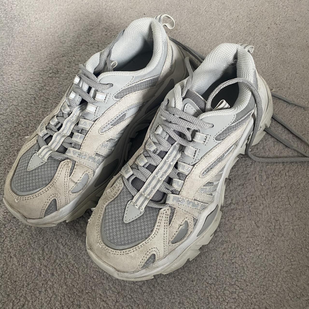 Fila grey interation chunky platform trainers Size... - Depop