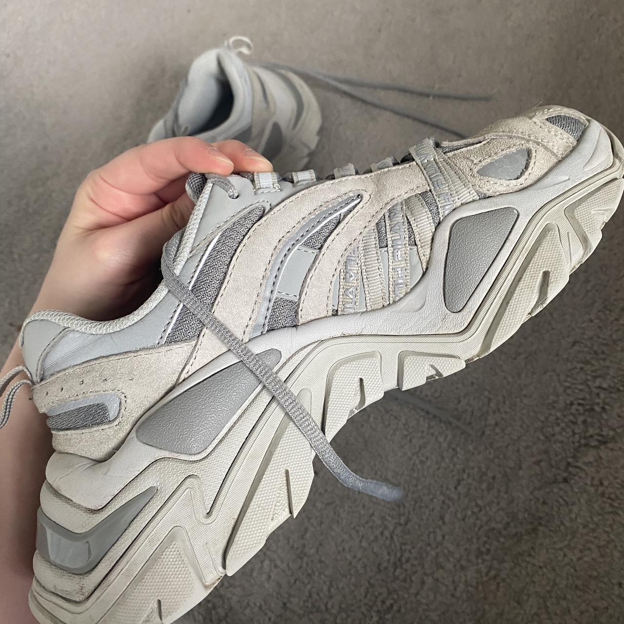 Fila grey interation chunky platform trainers Size... - Depop