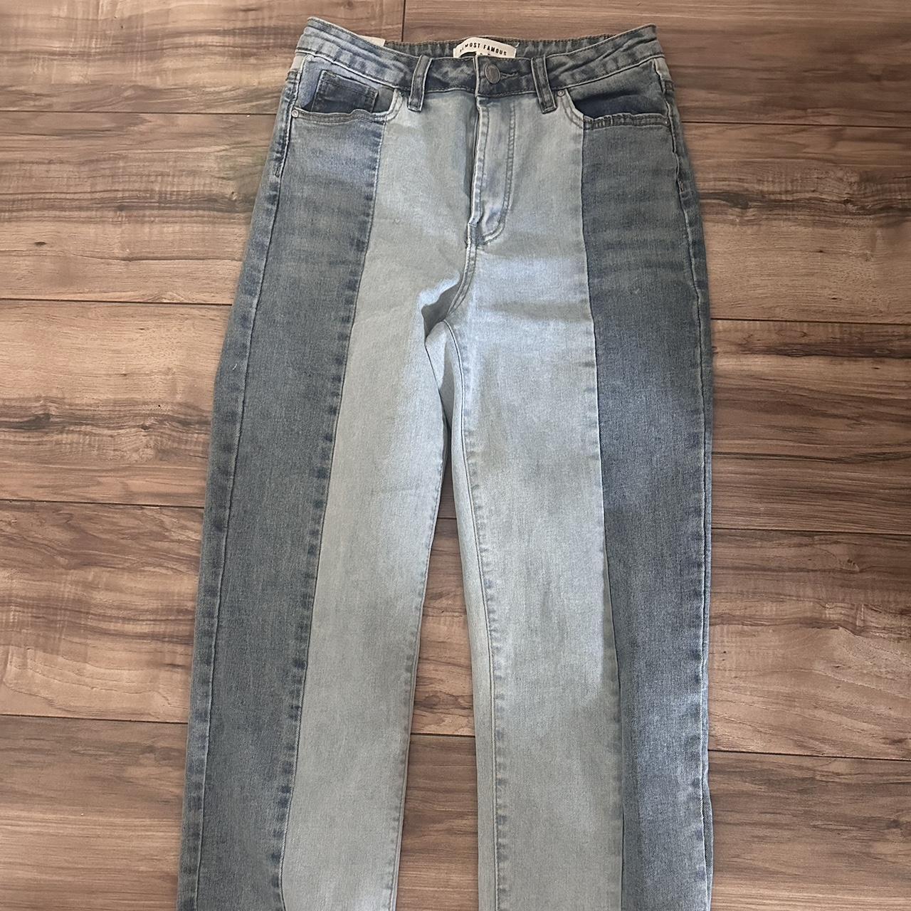 Stretchy multi colored jeans Size 5 - Depop