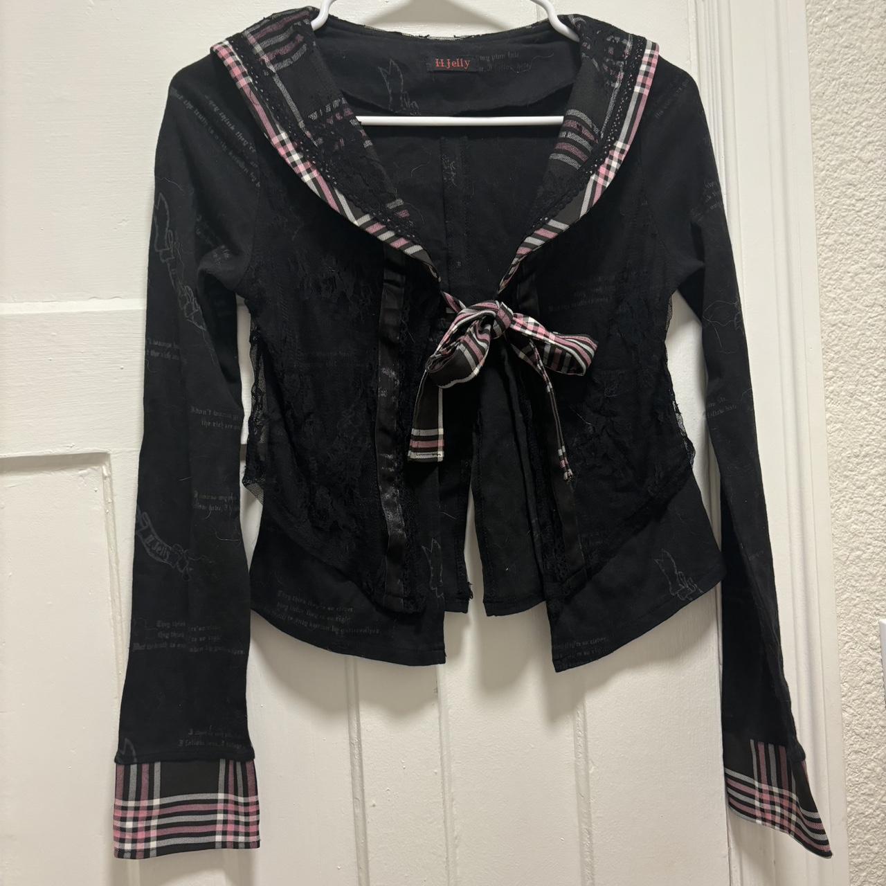 jfashion sailor emo cardigan with pink plaid and... - Depop