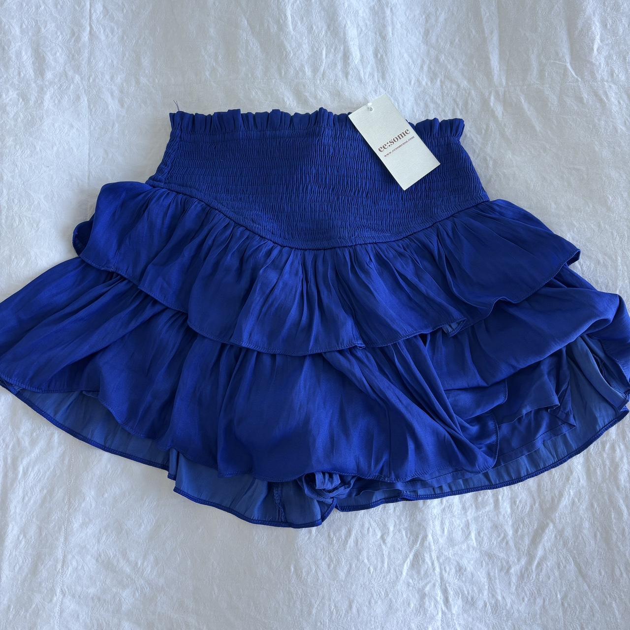 Blue ruffled mini skirt #miniskirt new with tags... | Depop