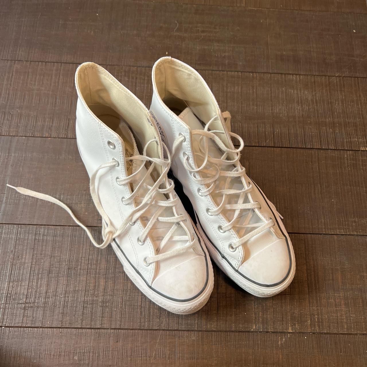 Platform white converse Women’s US 11 - Depop