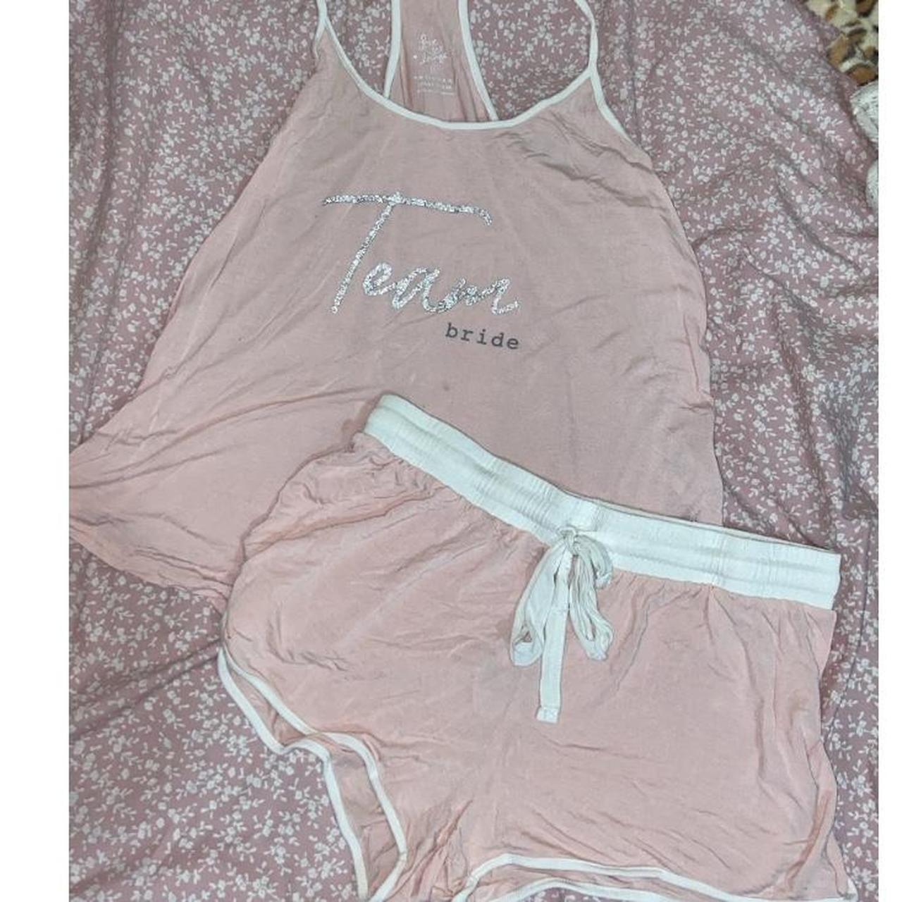 primark blush pink team bride pj set used in good... - Depop