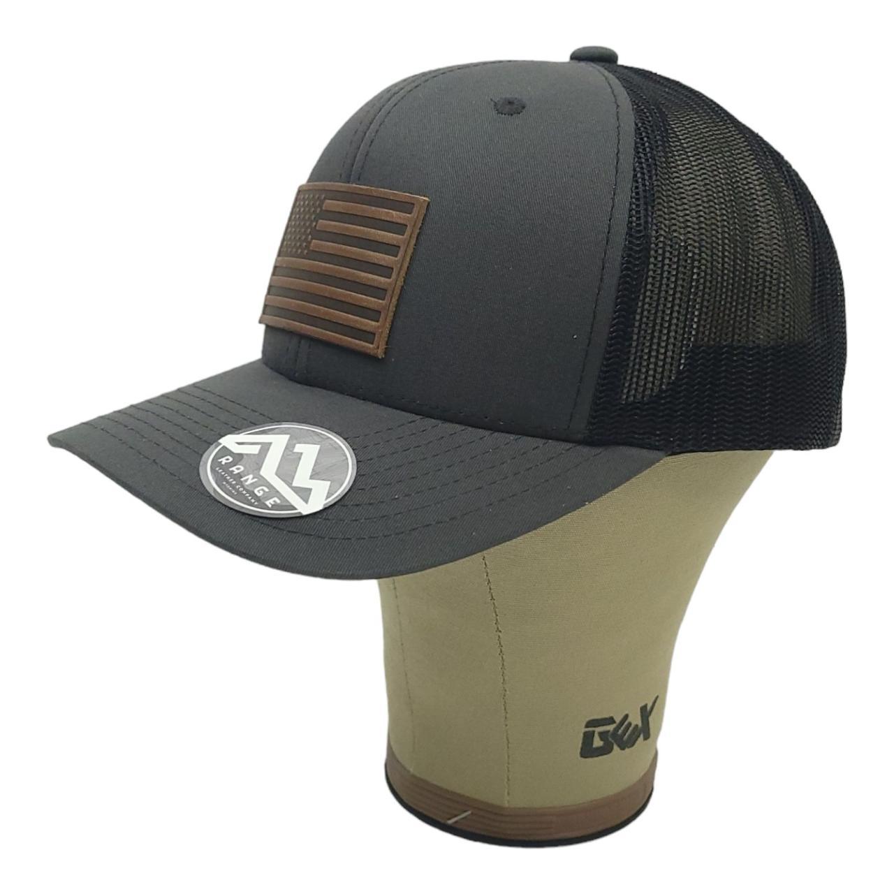 Range Leather American Flag Patch Mesh Snapback Cap... - Depop