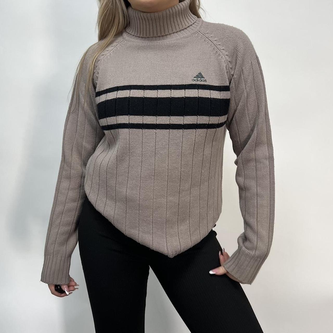 Adidas Jumper • chunky knit • roll neck •... - Depop