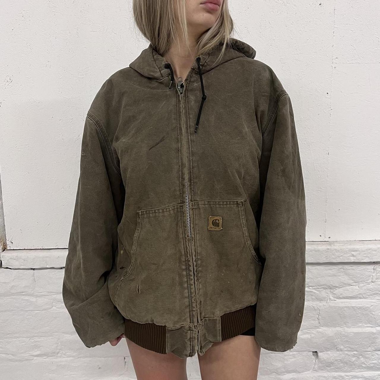 Brown Carhartt Jacket • classic logo • size XL •... - Depop