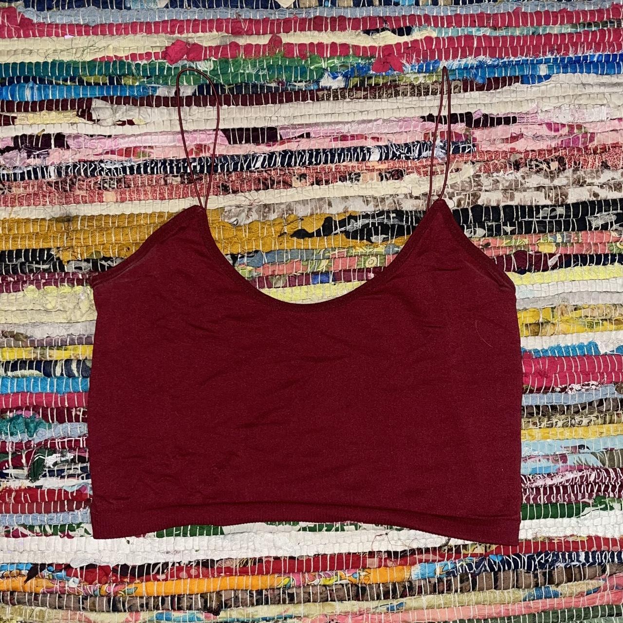 dark red cropped tank with spaghetti straps size... - Depop