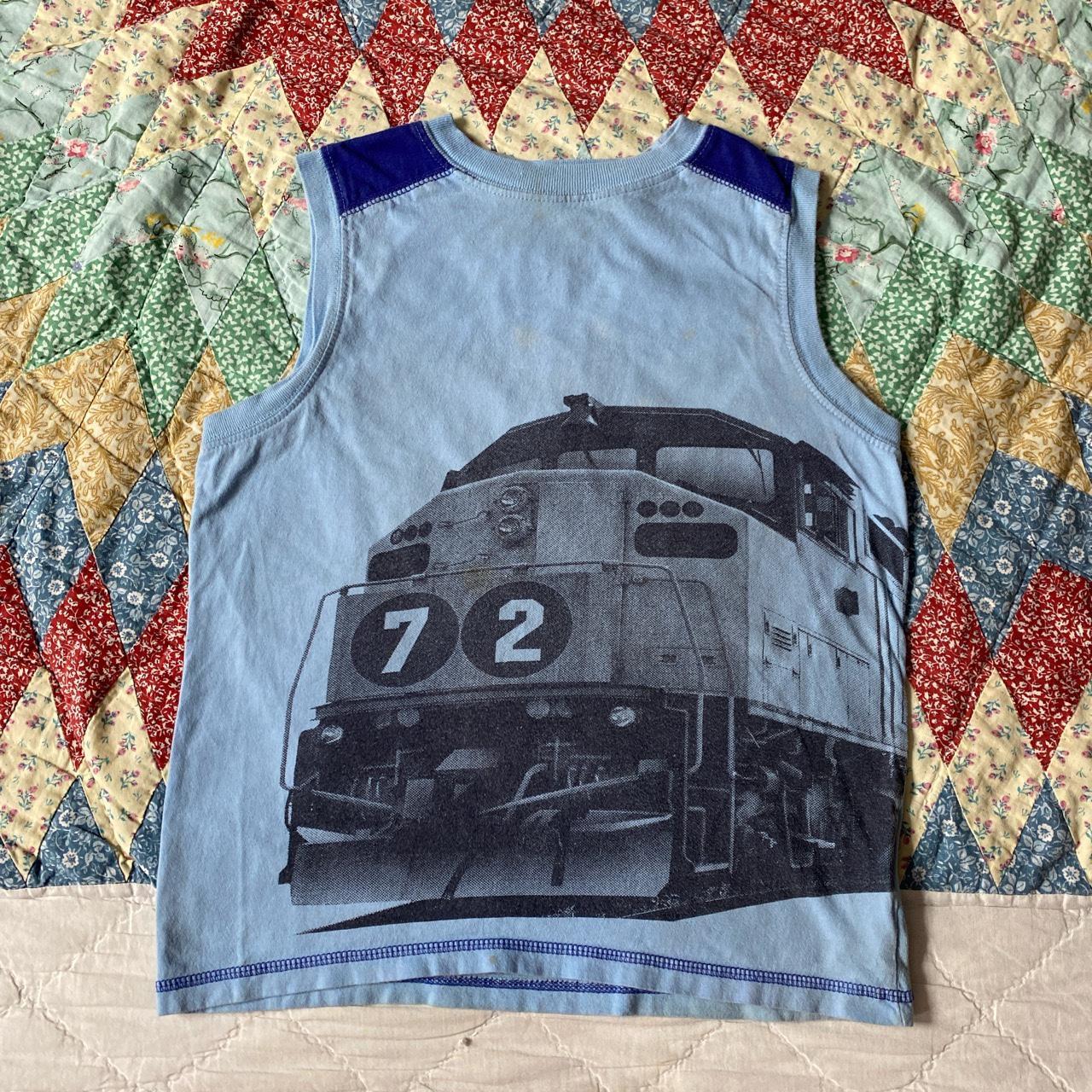 Train tank top babytee Small bleach stains, shown in... - Depop