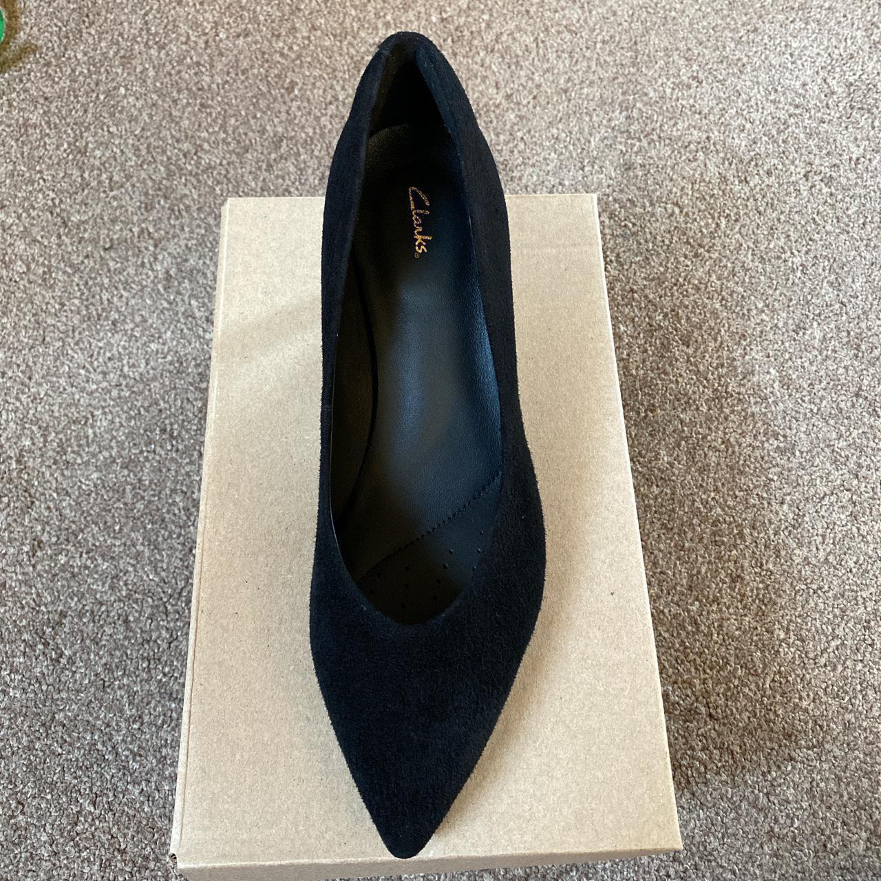 Clark’s Black Suede Court Shoes Kitten Heels Brand... - Depop